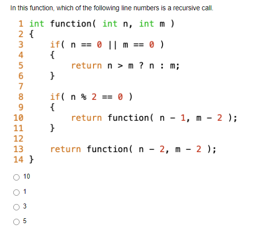 Solved In this function, which of the following line numbers | Chegg.com