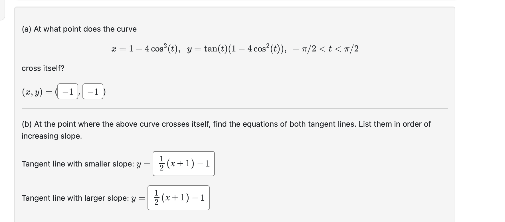 Solved (a) At what point does the curve | Chegg.com