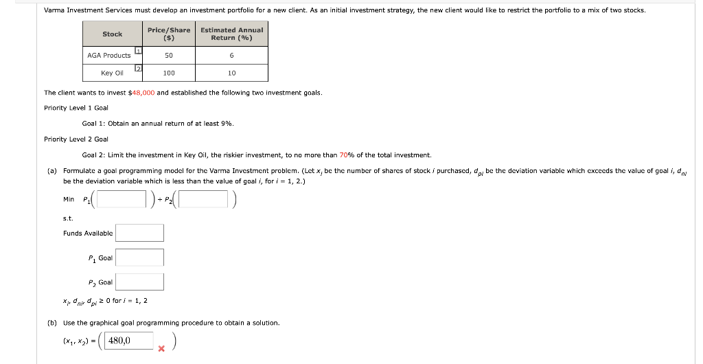 Solved The client wants to invest $48,000 and established | Chegg.com