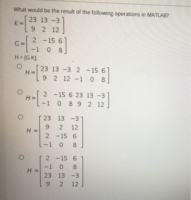 Solved QUESTION 91 Which of the following MATLAB logic | Chegg.com