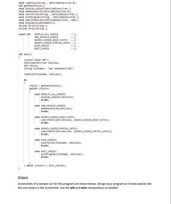 Solved Programming Assignment: Vehicle Tree Write a C++ | Chegg.com