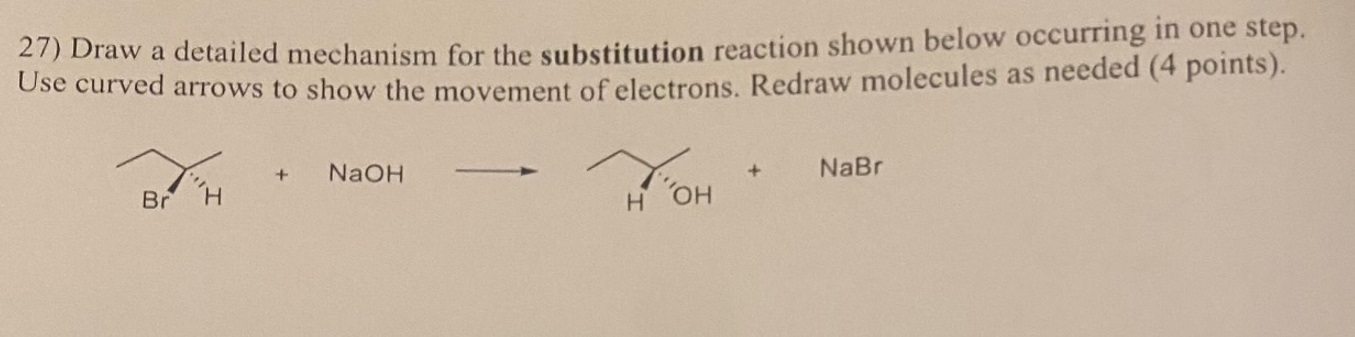 Solved Draw a detailed mechanism for the substitution | Chegg.com
