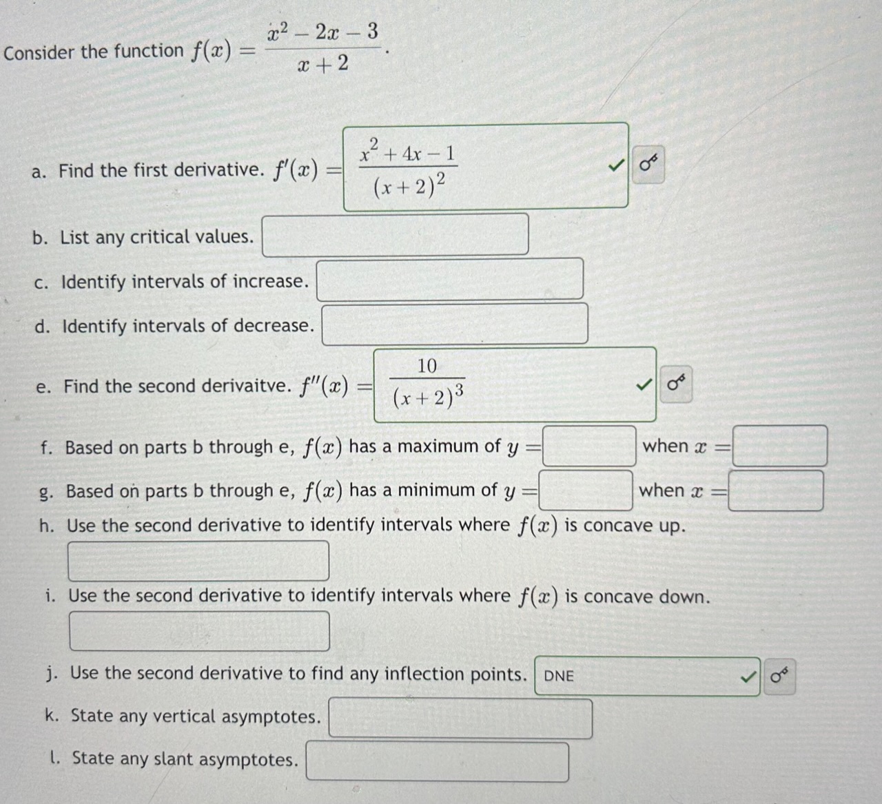 Solved onsider the function f(x)=x+2x2−2x−3 a. Find the | Chegg.com