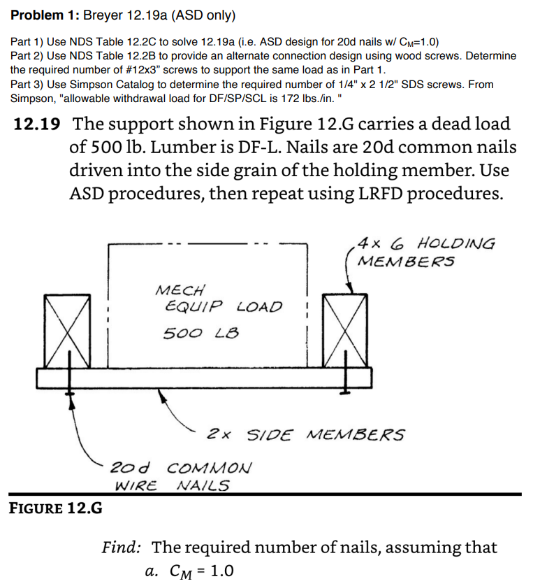 Solved Problem 1: Breyer 12.19a (ASD only) Part 1) Use NDS | Chegg.com