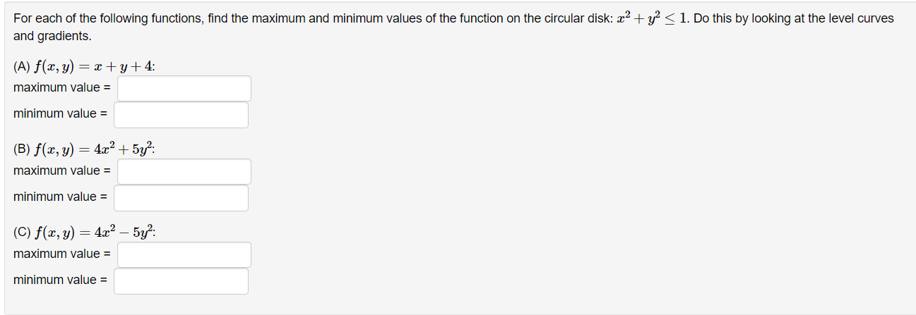 Solved For each of the following functions, find the maximum | Chegg.com