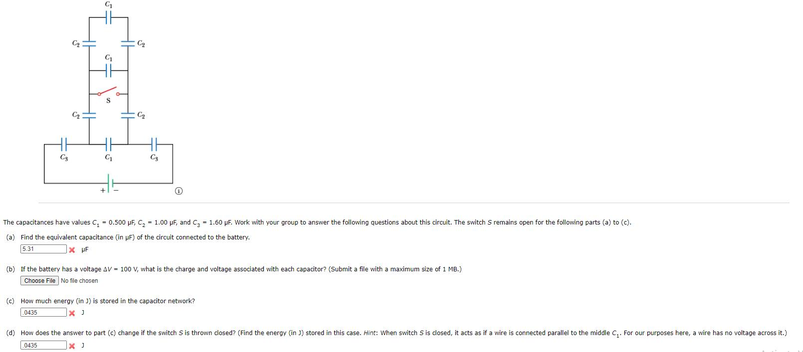 Solved Ci Cg G C2 Cg C1 Cg i The capacitances have values C | Chegg.com