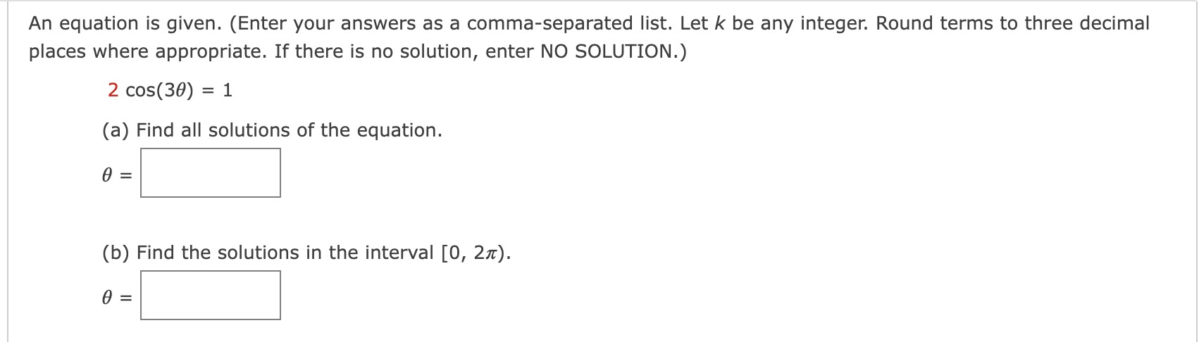Solved An equation is given. (Enter your answers as a | Chegg.com