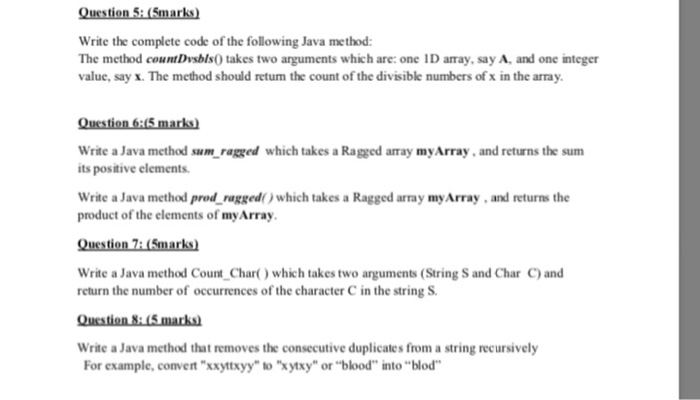 Solved Write the complete code of the following Java method: | Chegg.com