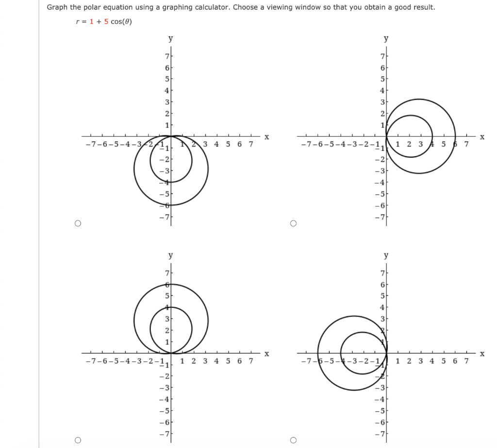 Solved Graph the polar equation using a graphing calculator. | Chegg.com