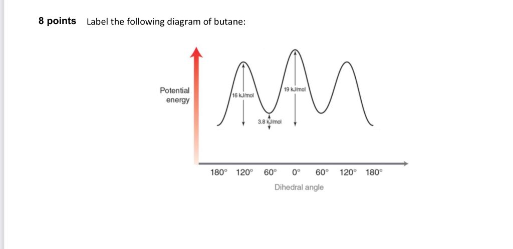 Solved 8 points Label the following diagram of butane: 19 | Chegg.com