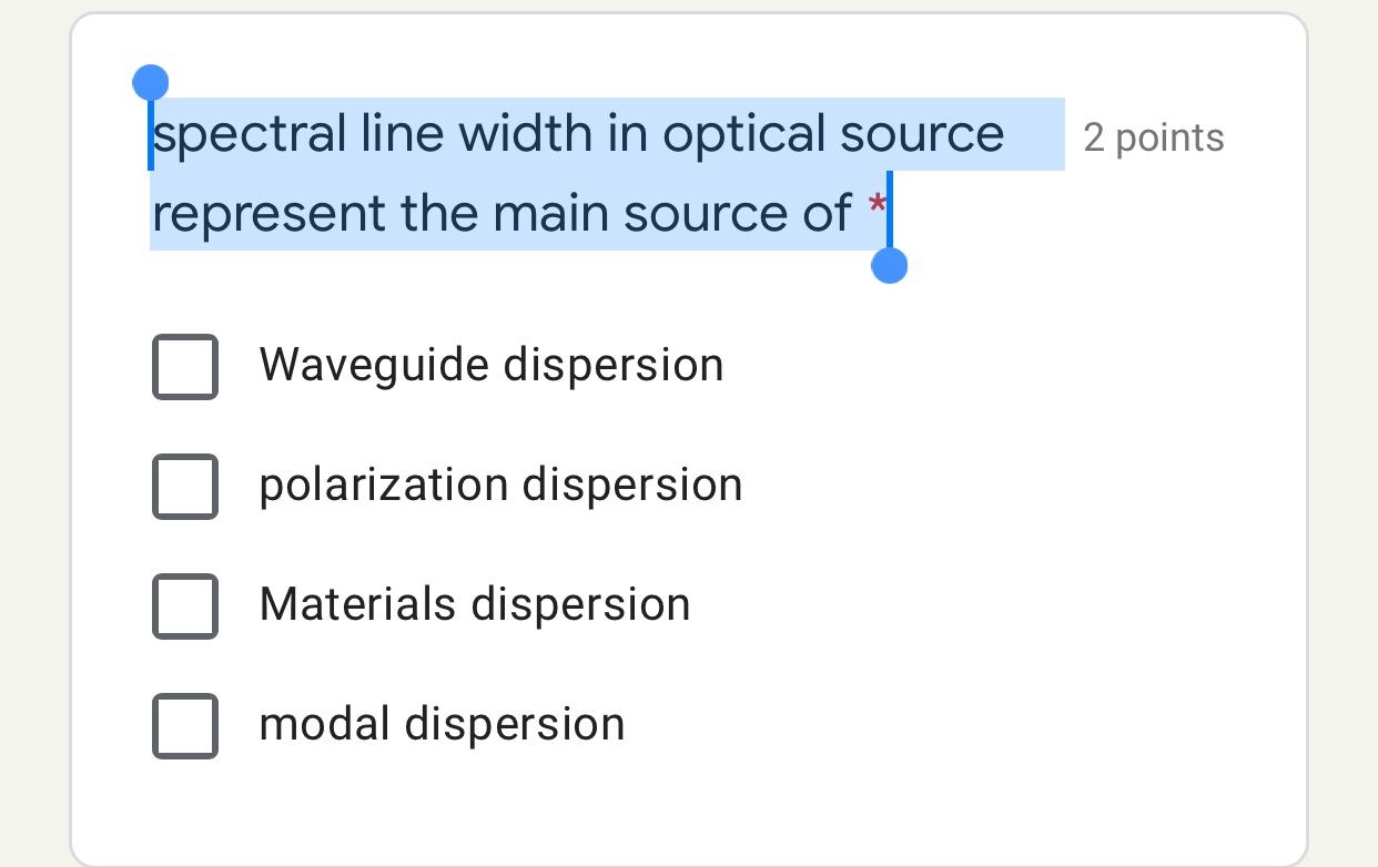 Solved 2 points spectral line width in optical source | Chegg.com