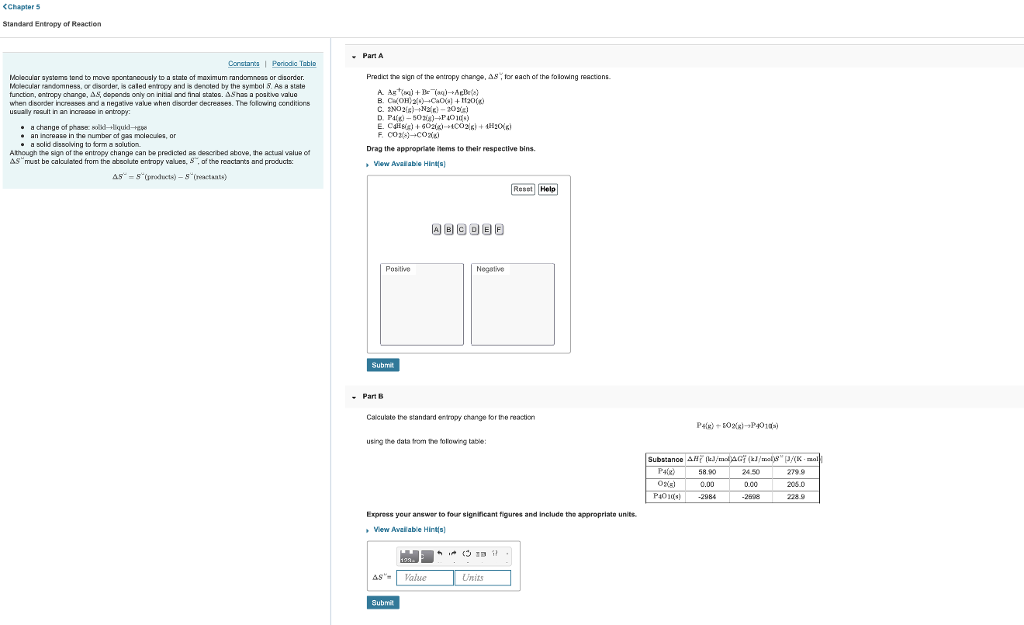 Solved Molecular systems tend to move spontaneously to a | Chegg.com