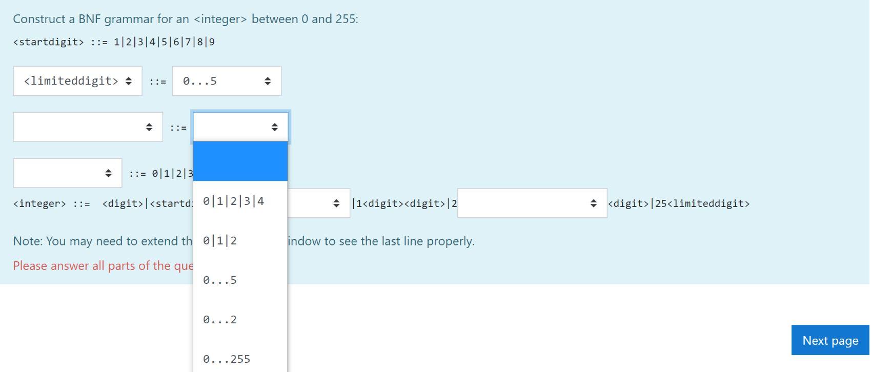 Solved Construct a BNF grammar for an between 0 and 255: | Chegg.com