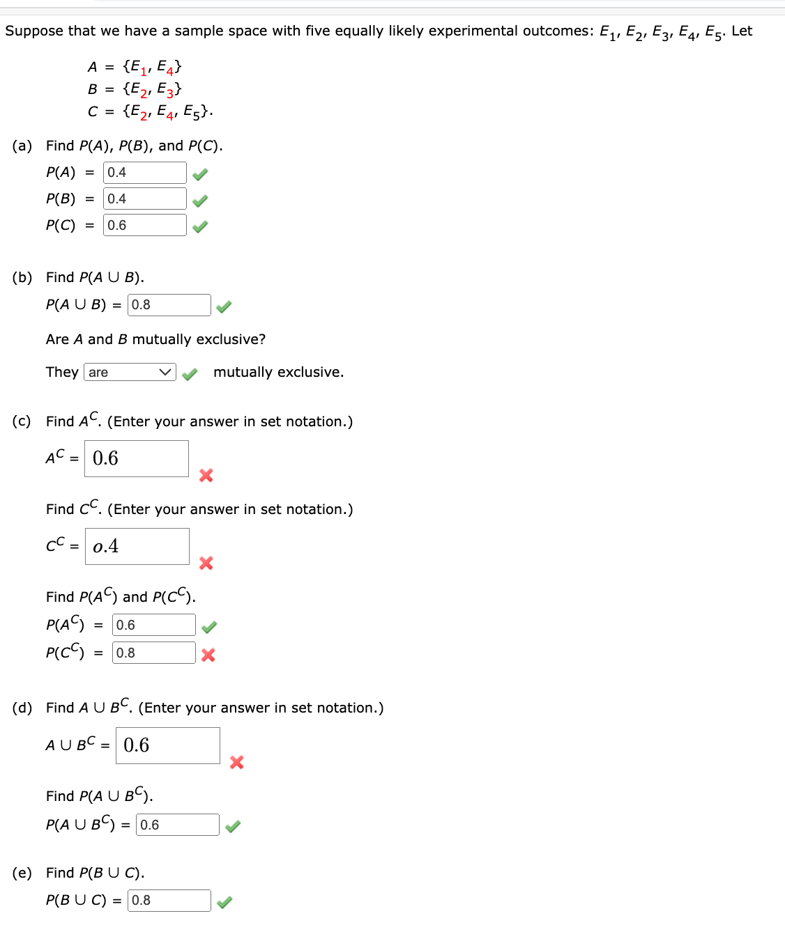 Solved Suppose That We Have A Sample Space With Five Equally