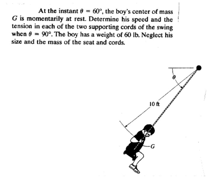 [Solved]: At the instant =60, the boy's center of mass