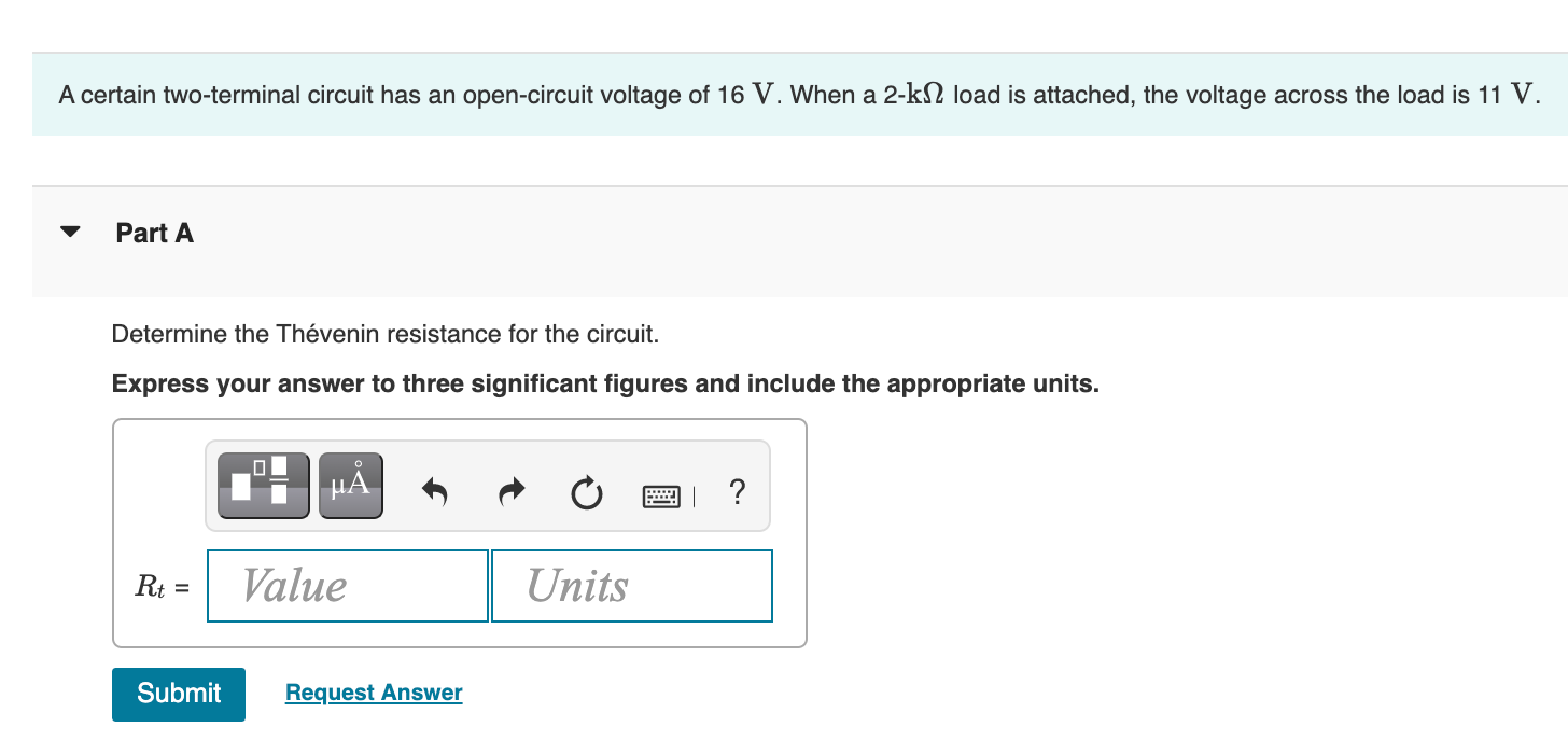 Solved A certain two-terminal circuit has an open-circuit | Chegg.com