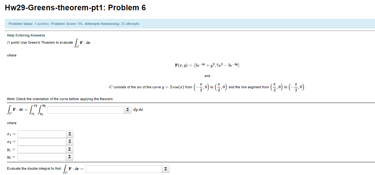 Solved Hw29-Greens-theorem-pt1: Problem 6 Problem Value: 1 | Chegg.com