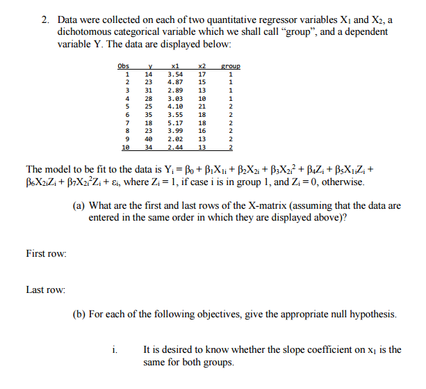 Solved 2. Data were collected on each of two quantitative | Chegg.com