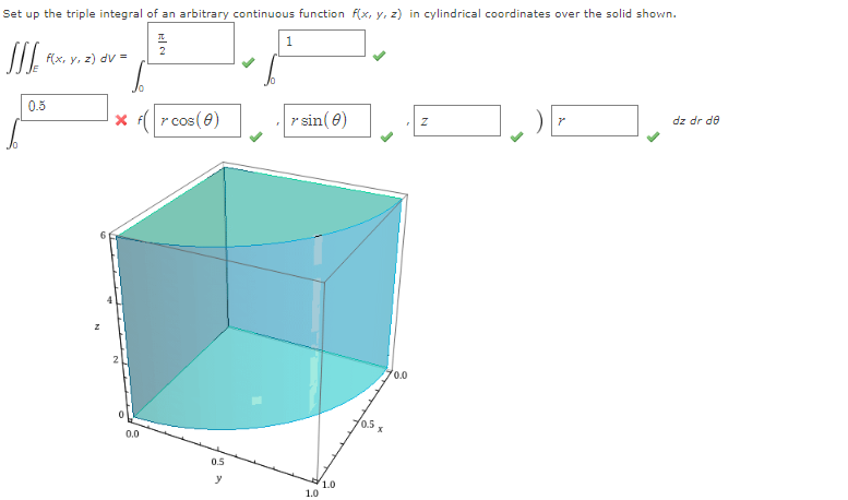 Solved Set up the triple integral of an arbitrary continuous | Chegg.com
