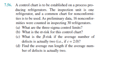 Solved 56. A control chart is to be established on a process | Chegg.com