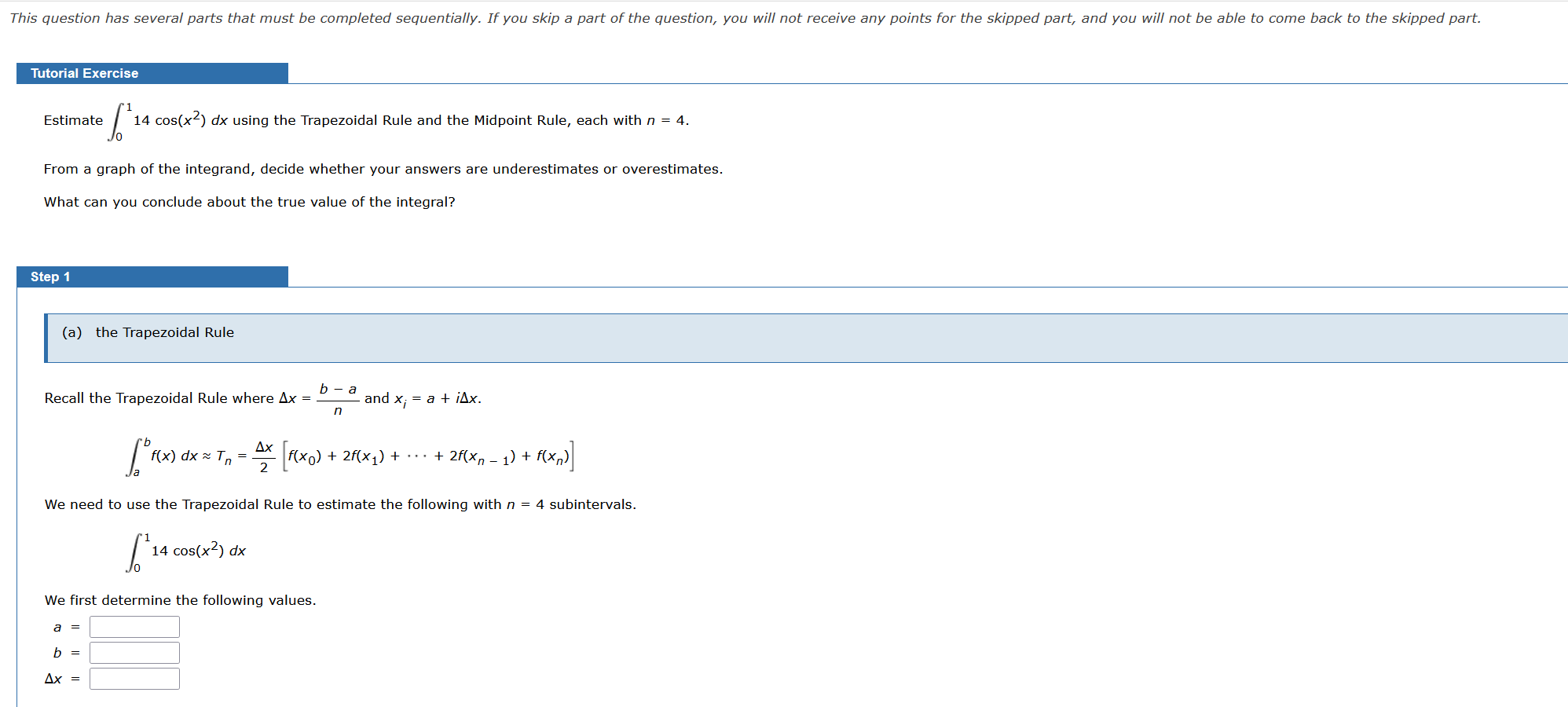 Solved Estimate using the Trapezoidal Rule and the Midpoint | Chegg.com