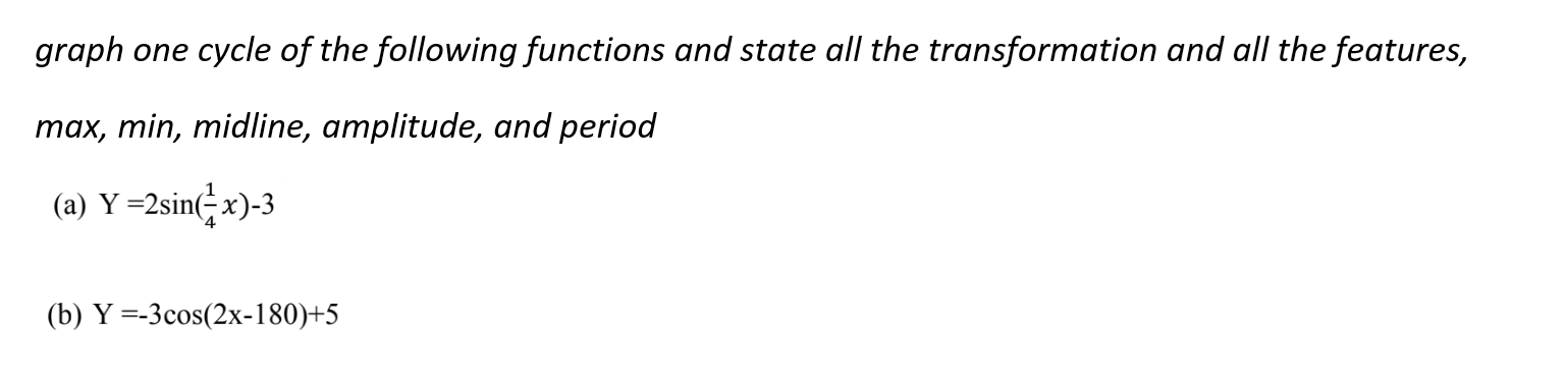 Solved graph one cycle of the following functions and state | Chegg.com