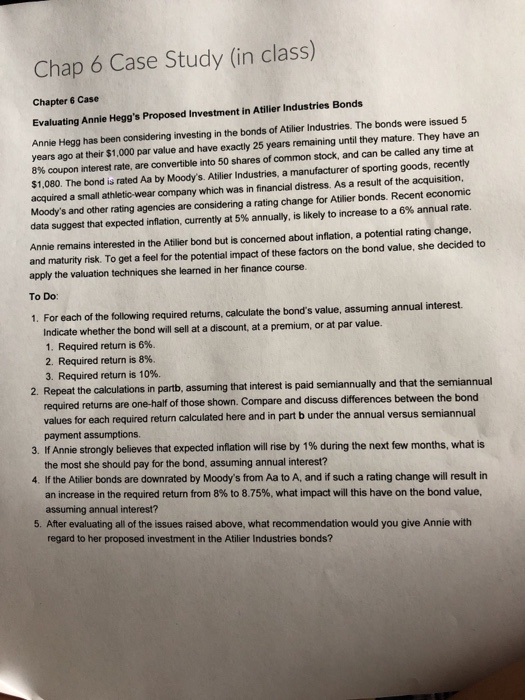 Solved Chap 6 Case Study (in class) Chapter 6 Case | Chegg.com