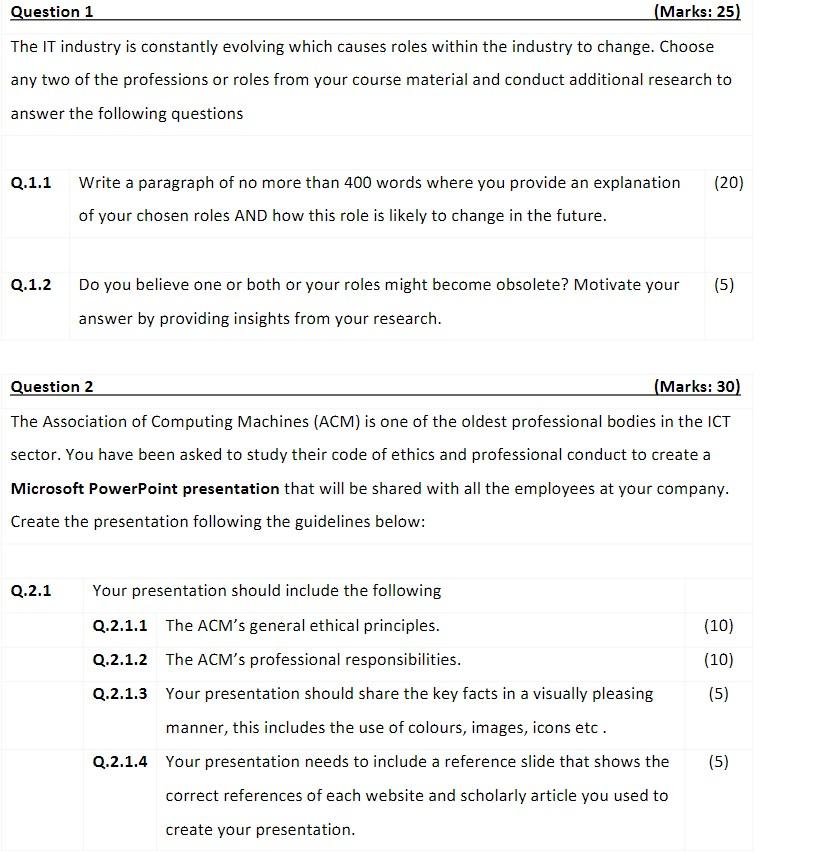 Solved 1 Introduction There are far too many roles IT | Chegg.com