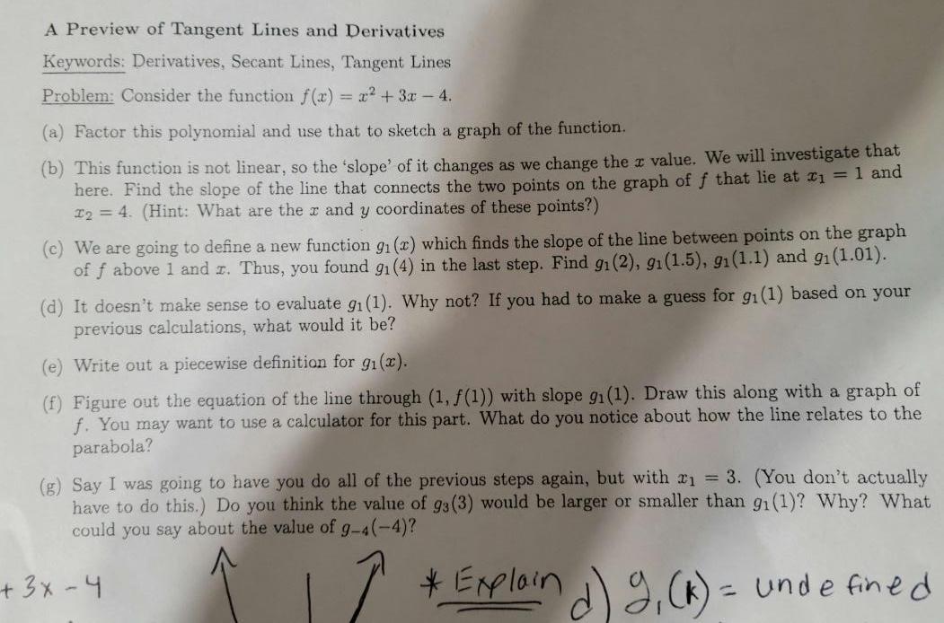Solved Keywords: Derivatives, Secant Lines, Tangent Lines | Chegg.com