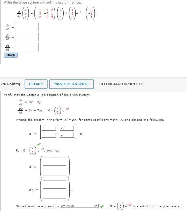 Solved Write the given system without the use of matrices. 1 | Chegg.com