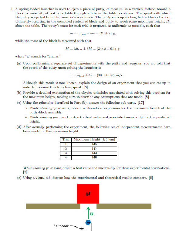 Solved 1. A spring-loaded launcher is used to eject a piece | Chegg.com