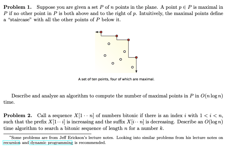 Solved Problem 1. Suppose you are given a set P of n points | Chegg.com