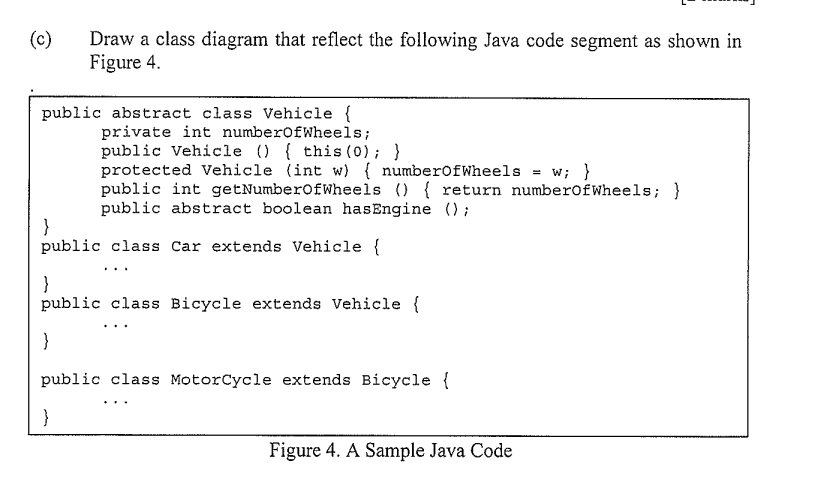 Solved (c) Draw a class diagram that reflect the following | Chegg.com