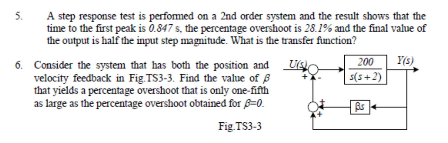 5. A step response test is performed on a 2nd order | Chegg.com