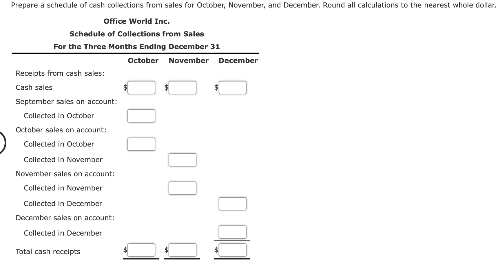 Solved Schedule of Cash Collections of Accounts Receivable | Chegg.com