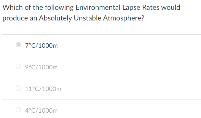 Solved Which of the following Environmental Lapse Rates | Chegg.com