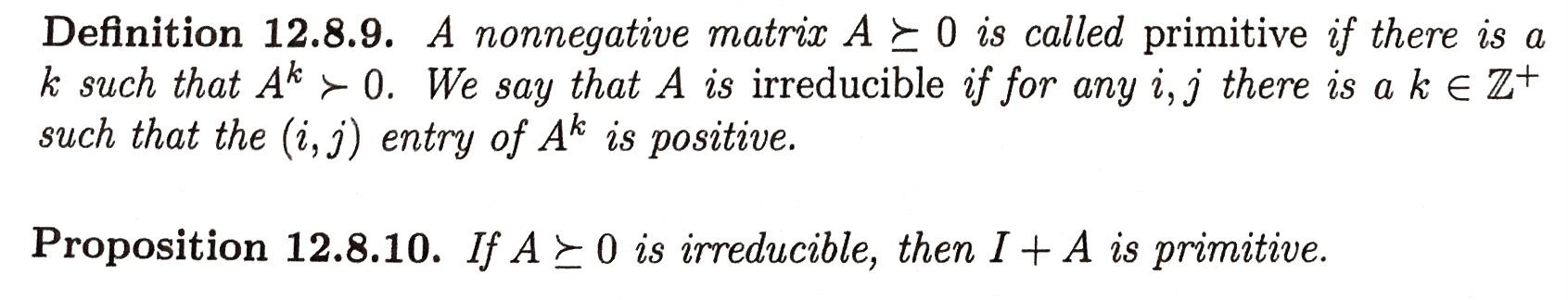 Solved Definition 12.8.9. A nonnegative matrix A O is called | Chegg.com