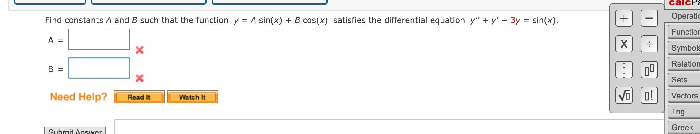 Solved calcPa Find constants A and B such that the function | Chegg.com