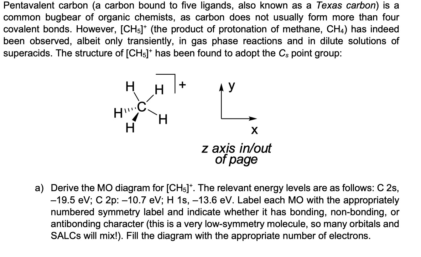 Pentavalent carbon (a carbon bound to five ligands, | Chegg.com