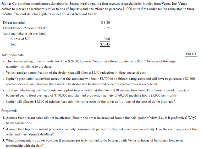 Solved [managerial accounting] ﻿Special Orders | Chegg.com