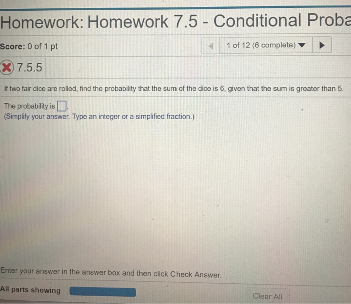 Solved Homework: Homework 7.5 - Conditional Proba Score: 0 | Chegg.com