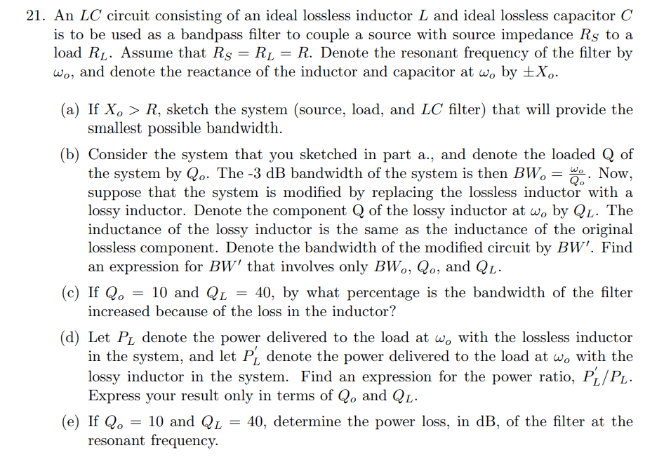 Solved An LC circuit consisting of an ideal lossless | Chegg.com