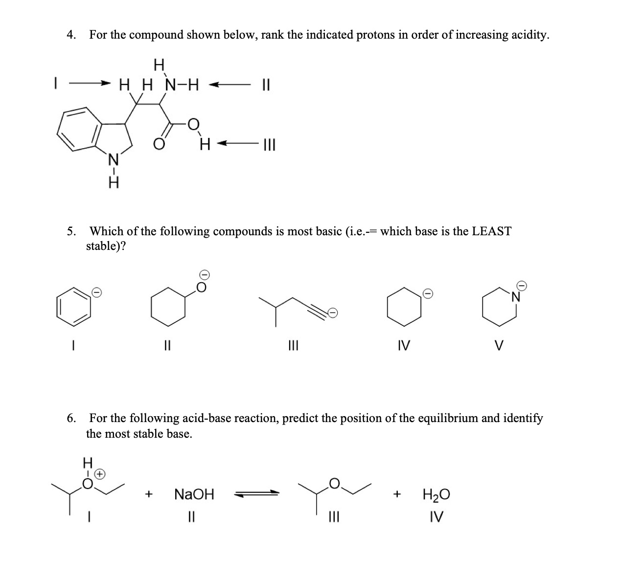 Solved 4. For the compound shown below, rank the indicated | Chegg.com