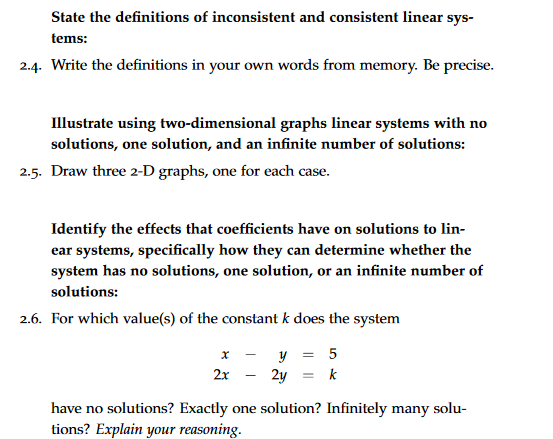 Solved State the definitions of inconsistent and consistent | Chegg.com