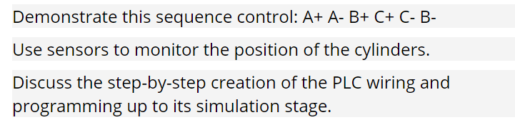 Solved Demonstrate this sequence control: A+ A- B+ C+ C-B- | Chegg.com