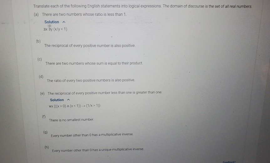 Solved The Domain Of Discourse For This Problem Is A Group 2758