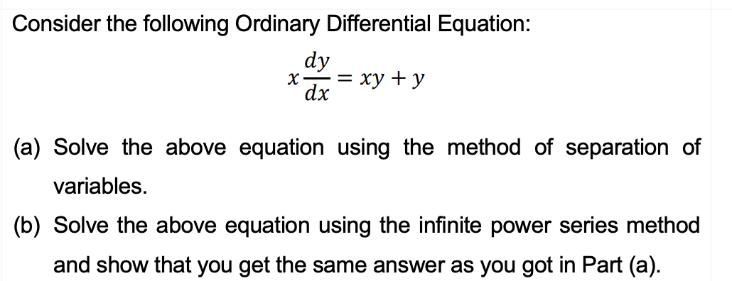 Solved Consider the following Ordinary Differential | Chegg.com