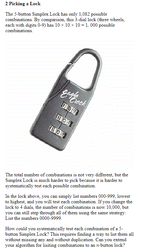 2 Picking a Lock The 5-button Simplex Lock has only | Chegg.com