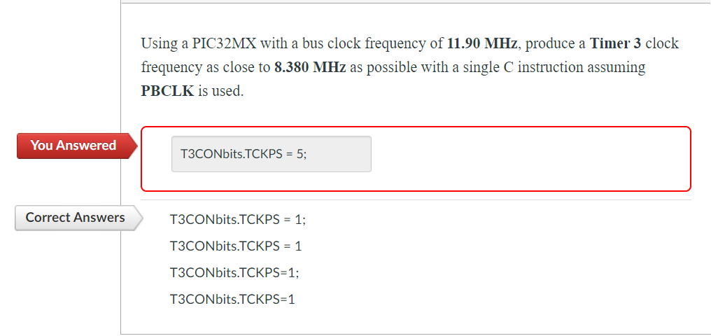 Using a PIC32MX with a bus clock frequency of 11.90 | Chegg.com
