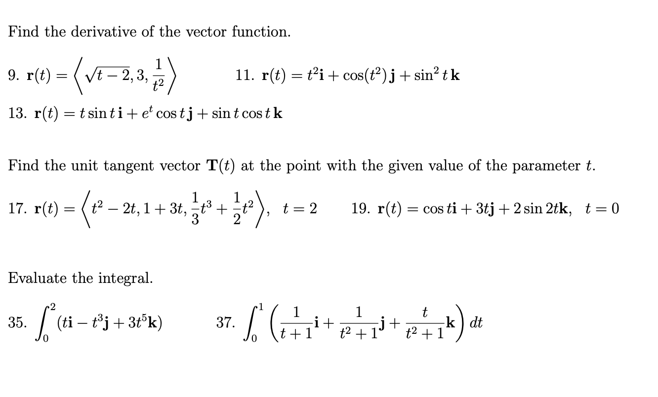 Solved Find the derivative of the vector function. 9. | Chegg.com